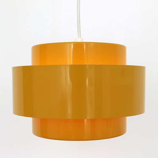 A yellow Rainbow Line Juno pendant light by Jo Hammerborg for Fog & Mørup