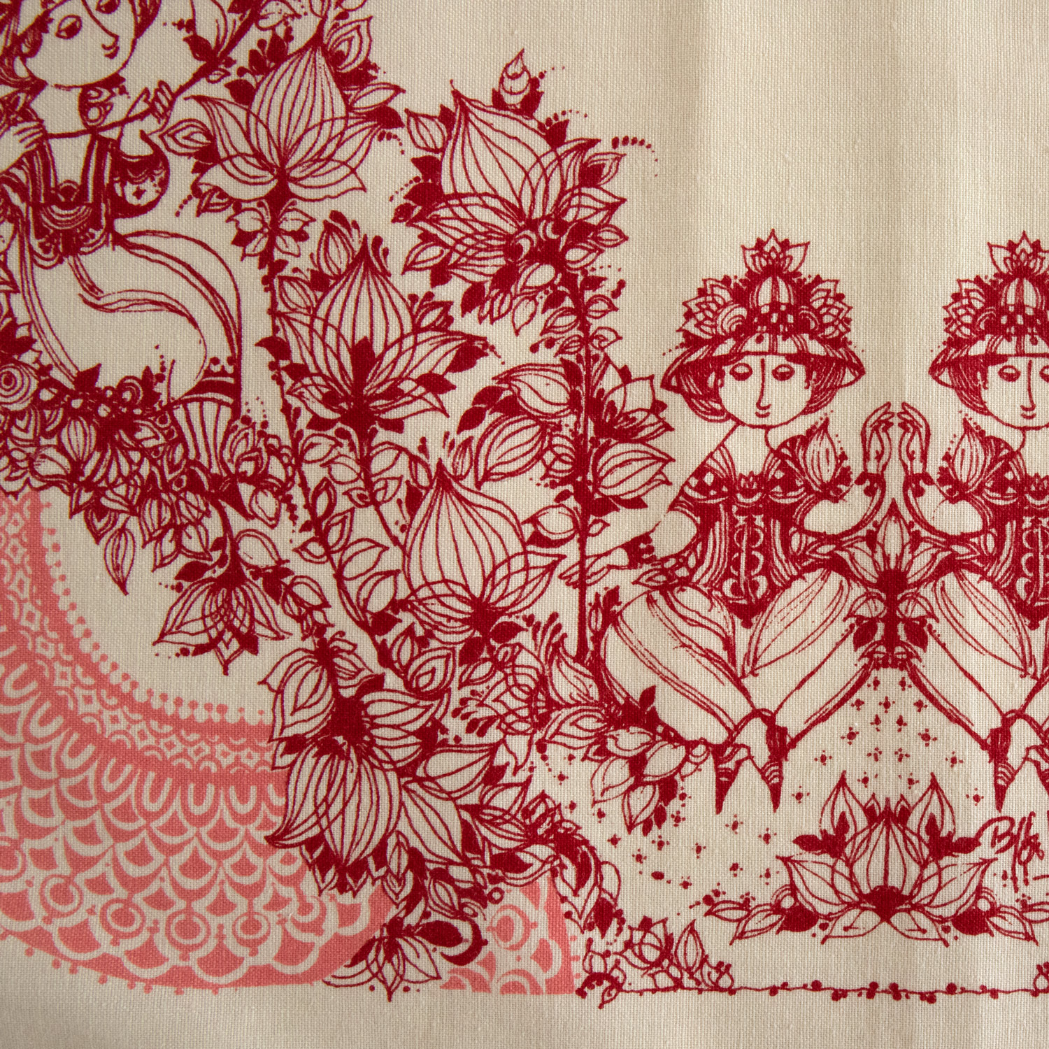Four tablemats with print design by Bjørn Wiinblad, Denmark 1960s