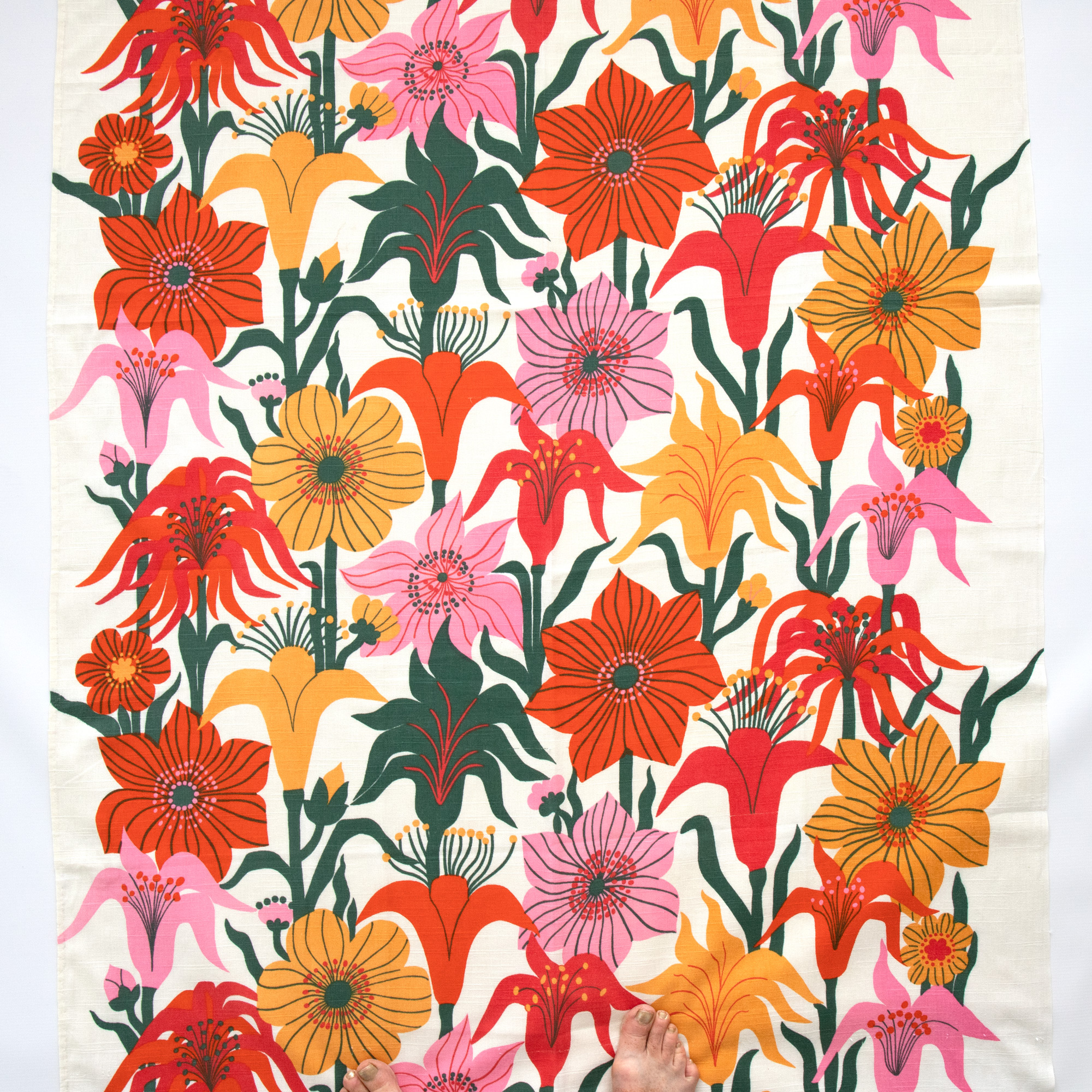 Swedish art print textile with exotic floral design in the style of ...