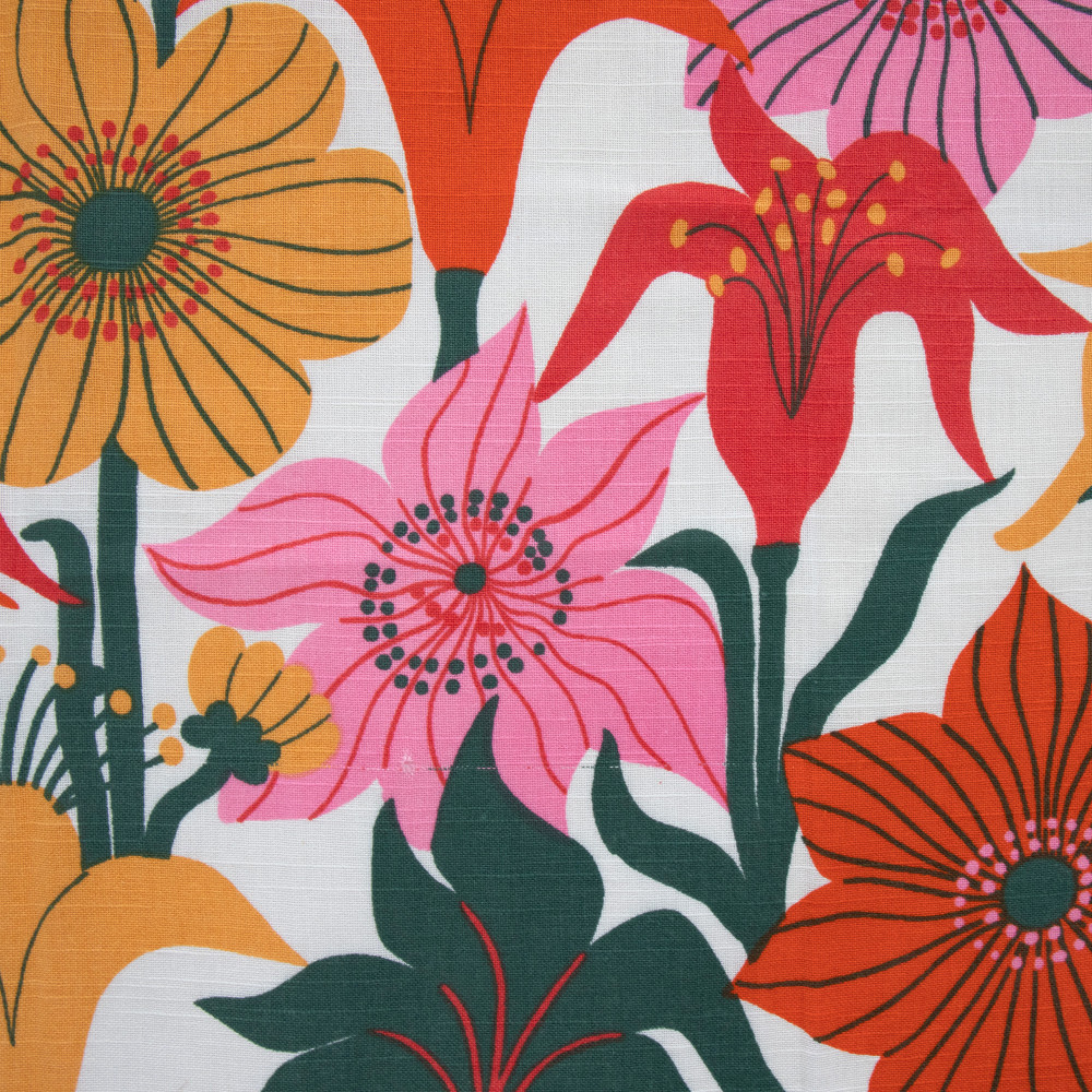 Swedish art print textile with exotic floral design in the style of ...