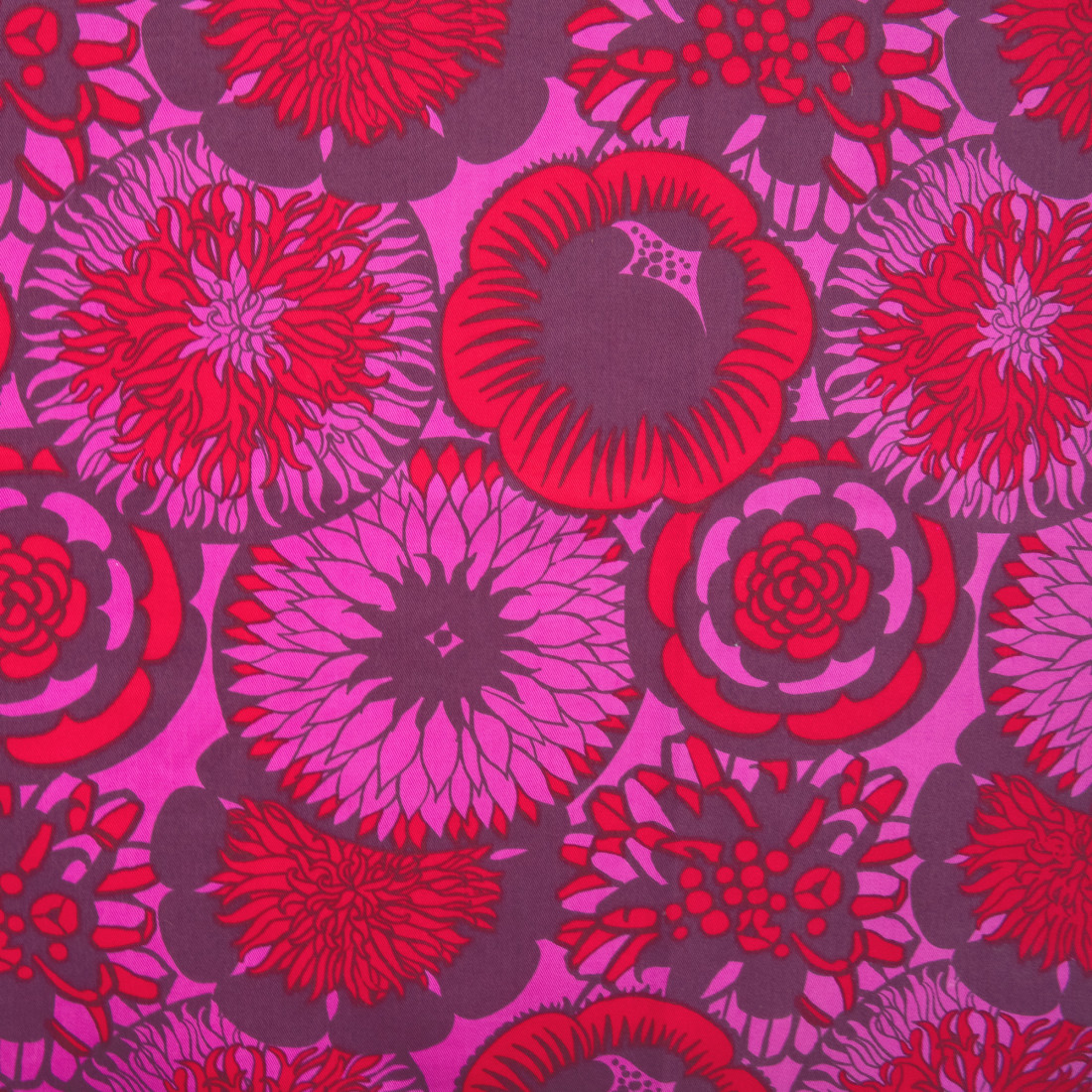 Swedish art textile with vividly colourful semi-abstract floral design