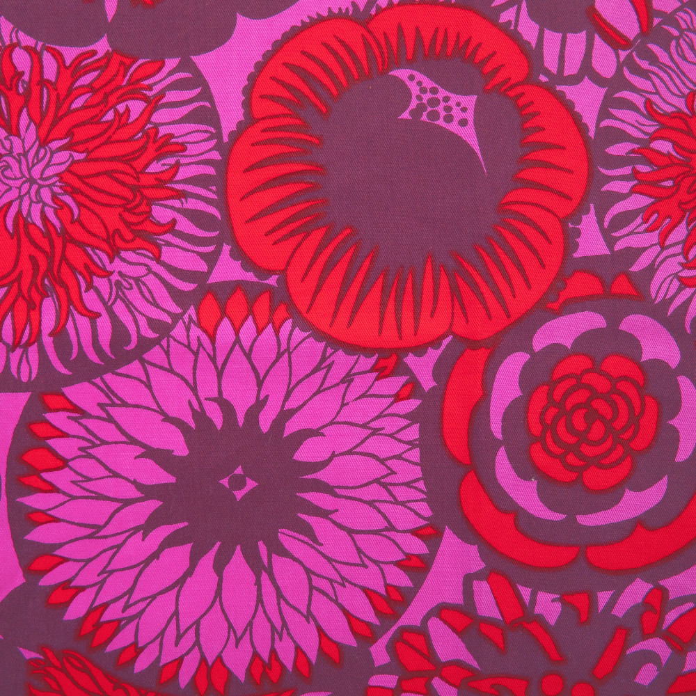 Swedish art textile with vividly colourful semi-abstract floral design