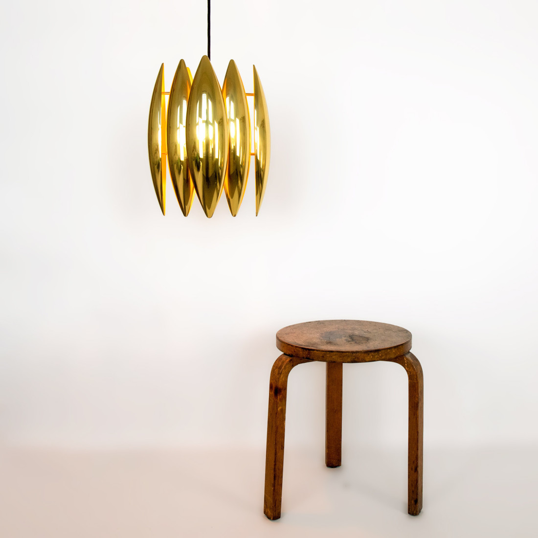 Kastor brass pendant light by Jo Hammerborg for Fog & Mørup, 1960s