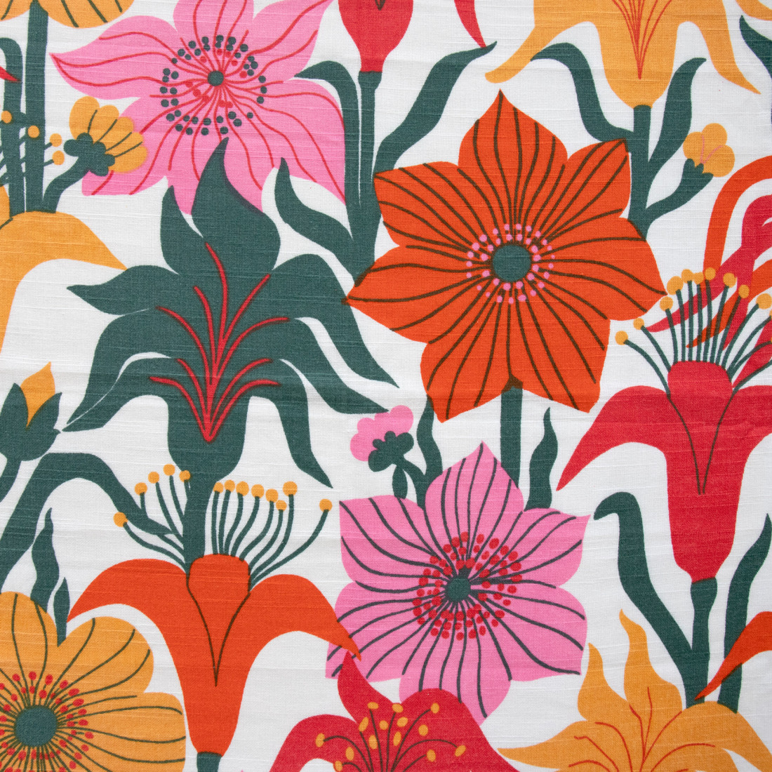 Swedish art print textile with exotic floral design in the style of ...