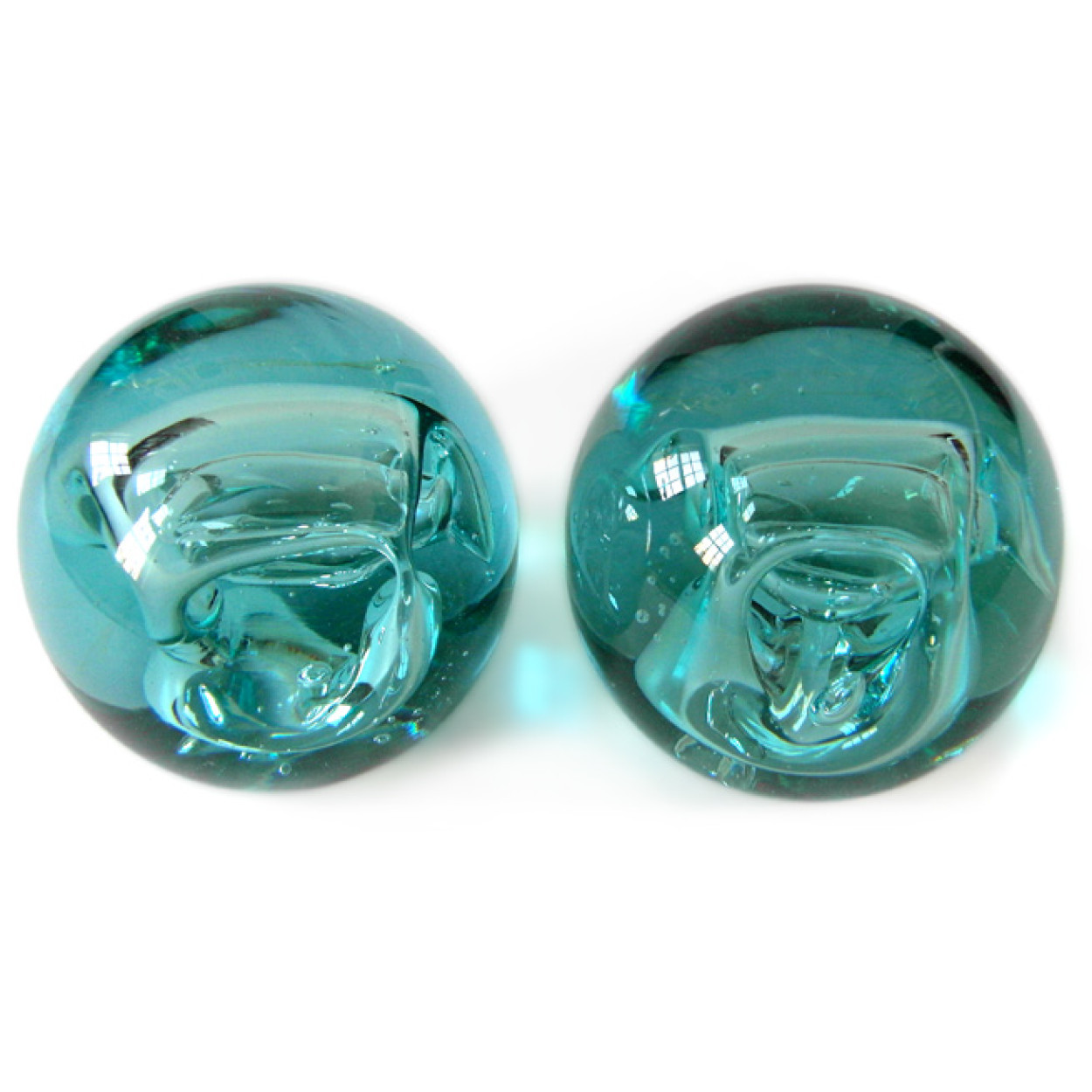 Signed hand-blown Danish art glass spheres